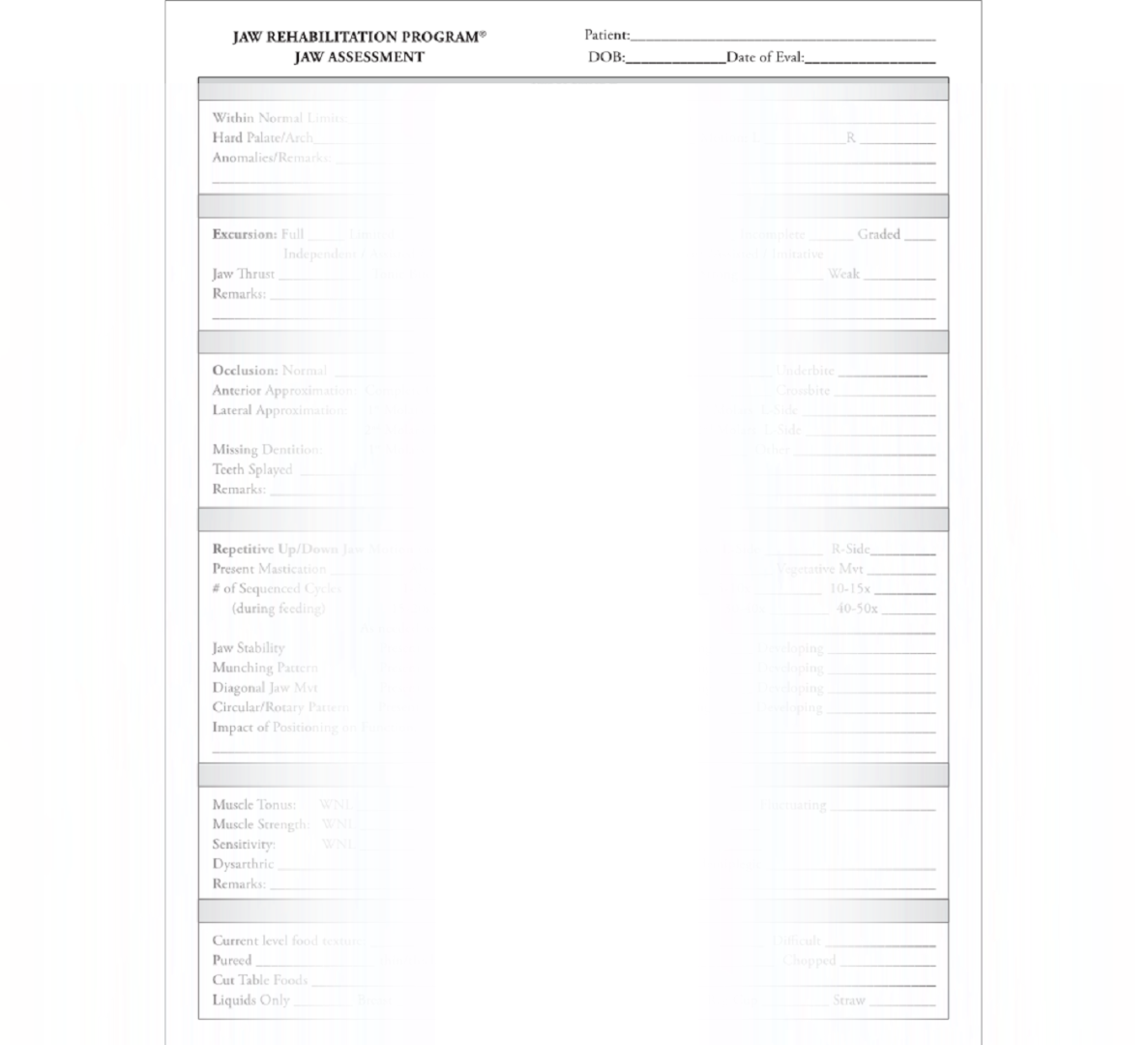 Chewy Tubes 24 Assessment Forms for Jaw Rehabilitation Program – HPMS ...